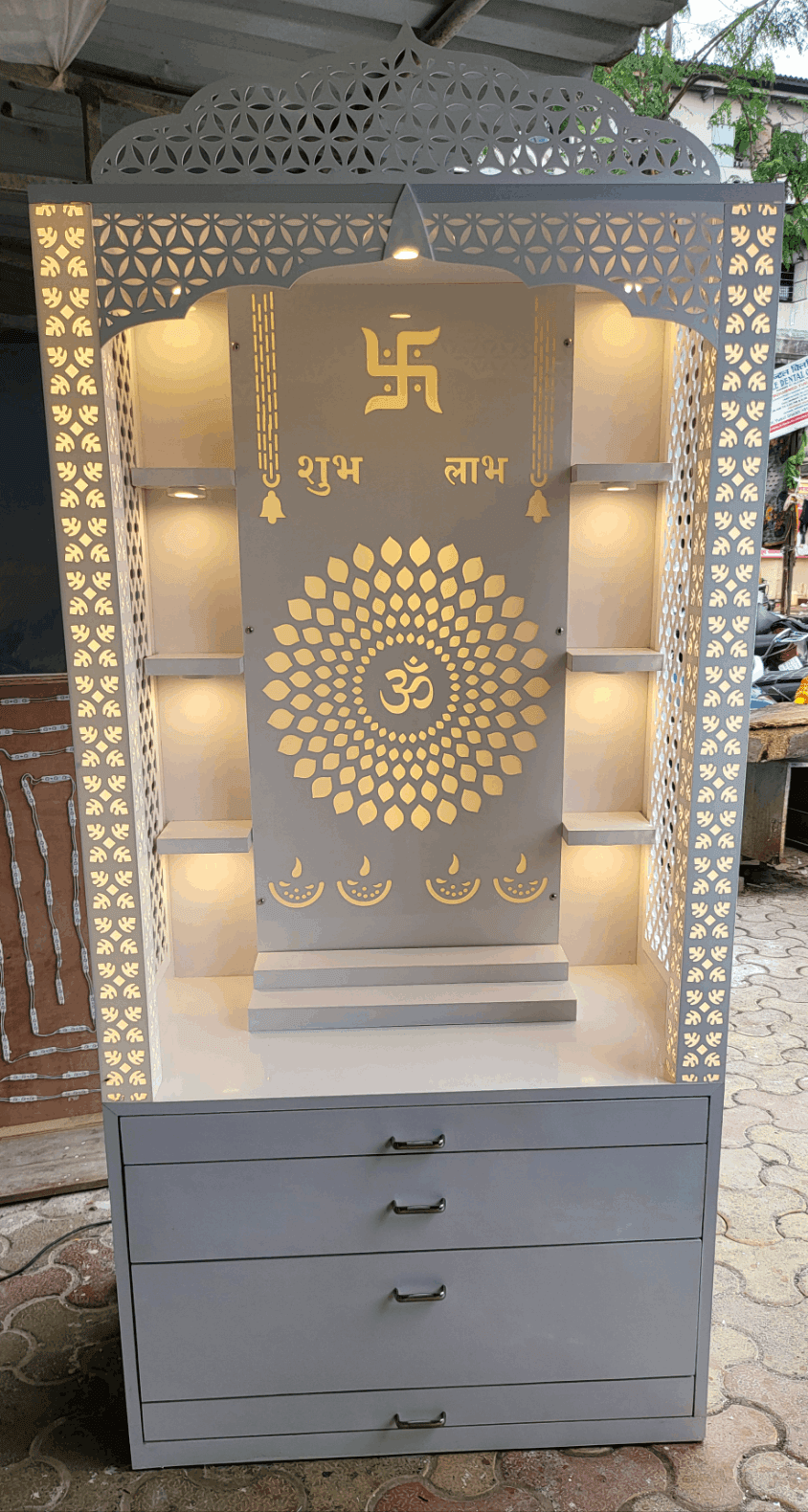 LATEST Elegant acrylic mandir design for home Om backlit Near me – Home ...